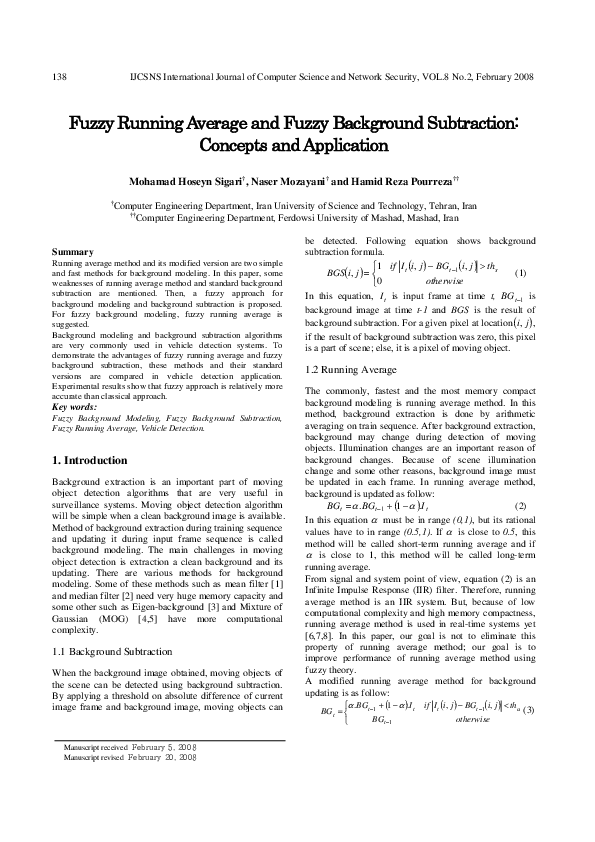 (PDF) Fuzzy Running Average and Fuzzy Background Subtraction: Concepts ...
