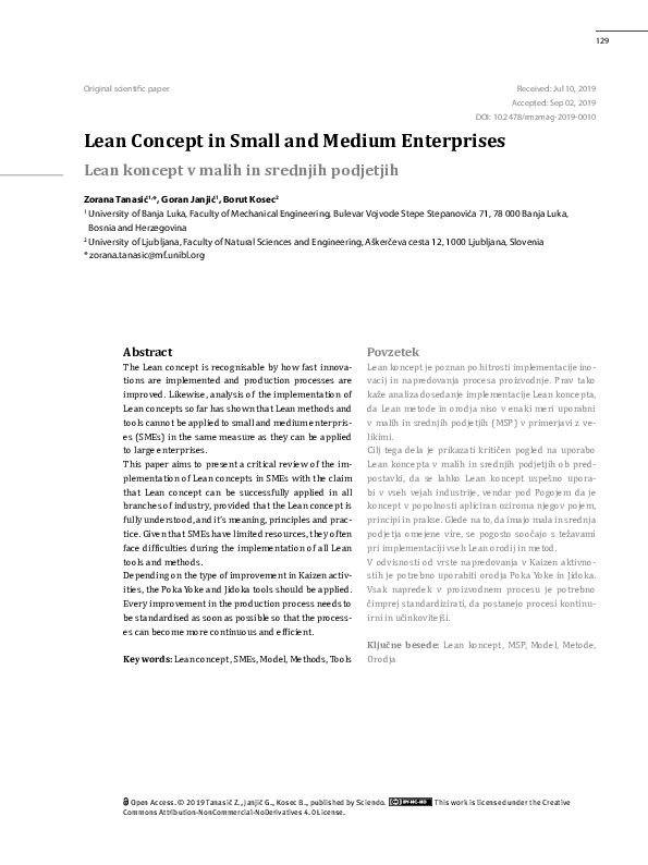 (PDF) Lean Concept in Small and Medium Enterprises
