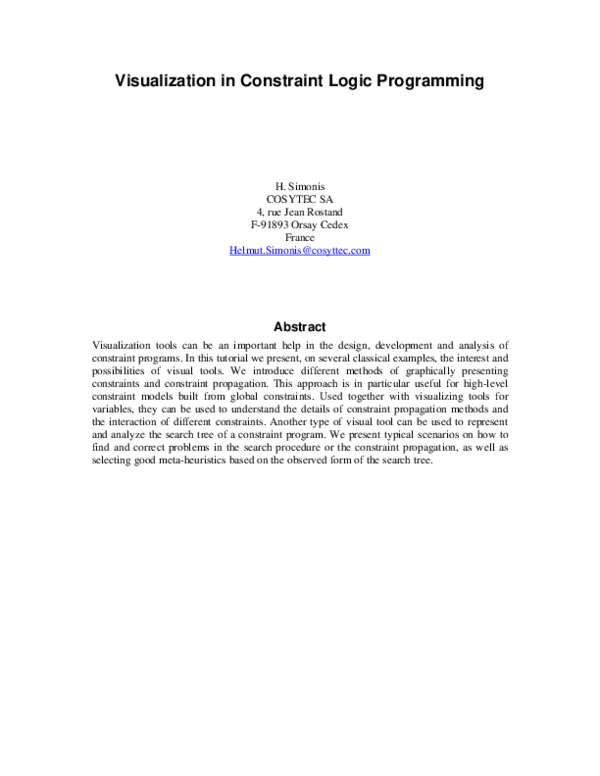 (PDF) Visualization in Constraint Logic Programming