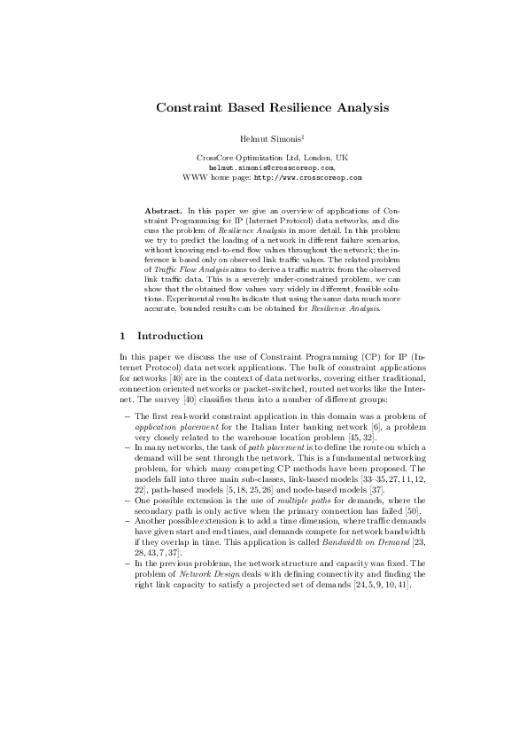 (PDF) Constraint Based Resilience Analysis
