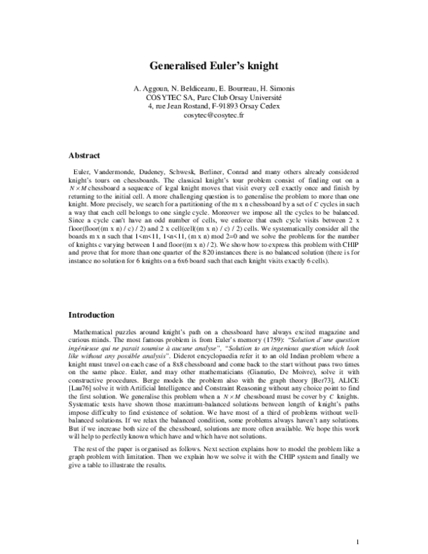 (PDF) Generalised Euler's knight