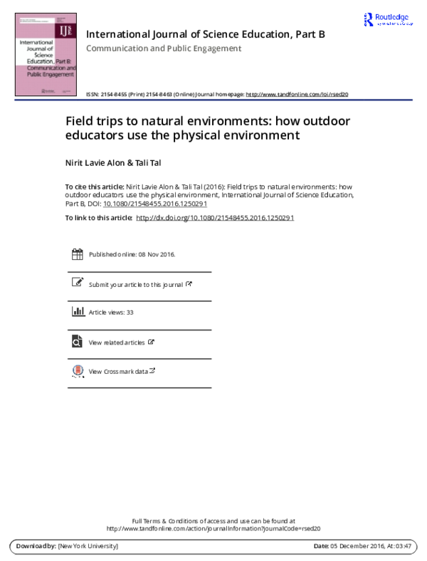 (PDF) Field trips to natural environments: how outdoor educators use ...