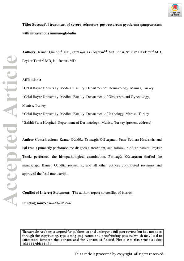 (PDF) Successful treatment of severe refractory post‐cesarean pyoderma ...