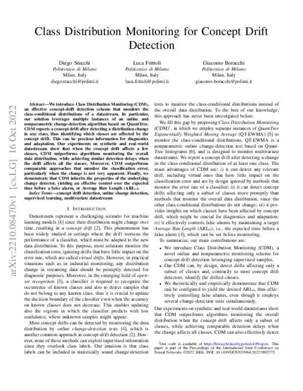 (PDF) Class Distribution Monitoring for Concept Drift Detection
