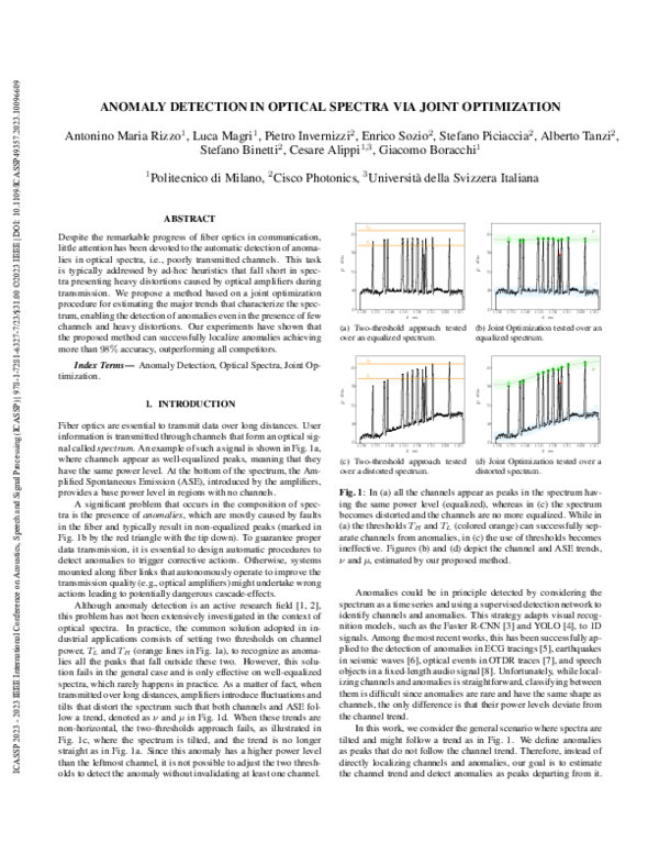 (PDF) Anomaly Detection in Optical Spectra VIA Joint Optimization