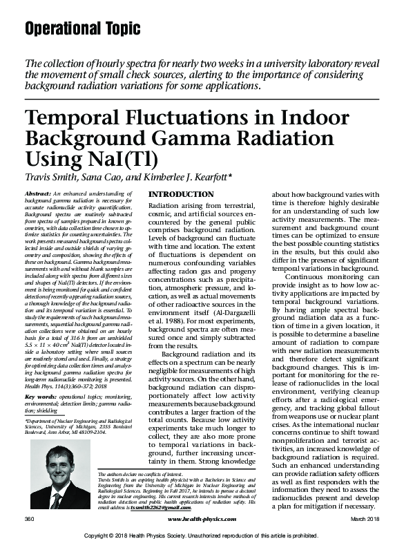 (PDF) Temporal Fluctuations in Indoor Background Gamma Radiation Using ...