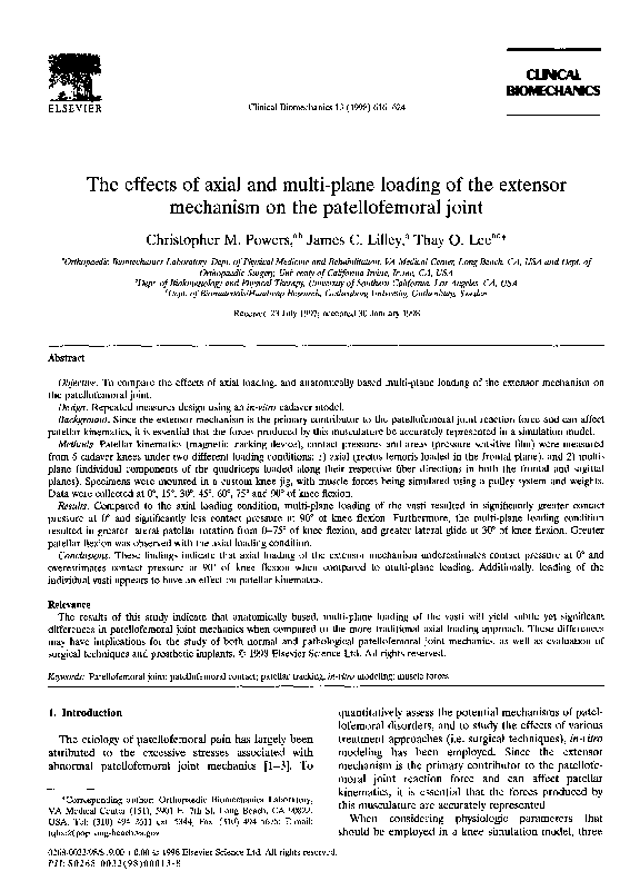 Pdf The Effects Of Axial And Multi Plane Loading Of The Extensor
