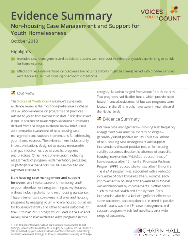 (PDF) Evidence Summary: Non-Housing Case Management and Support for ...