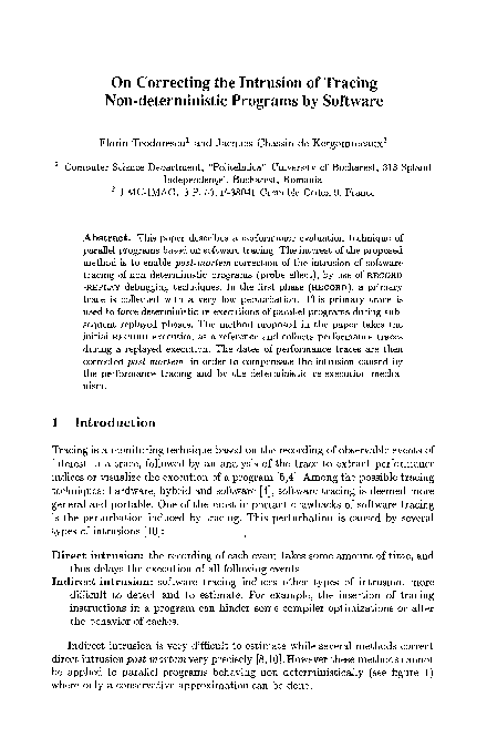 (PDF) On correcting the intrusion of tracing non-deterministic programs by software | Florin ...