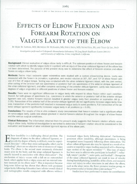 (PDF) Effects of Elbow Flexion and Forearm Rotation on Valgus Laxity of ...