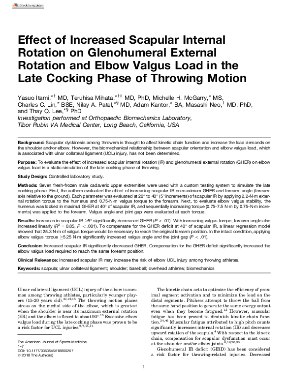 (PDF) Effect of Increased Scapular Internal Rotation on Glenohumeral ...