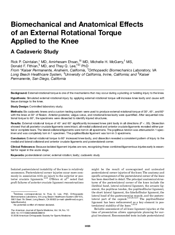 (PDF) Biomechanical and Anatomical Effects of an External Rotational ...