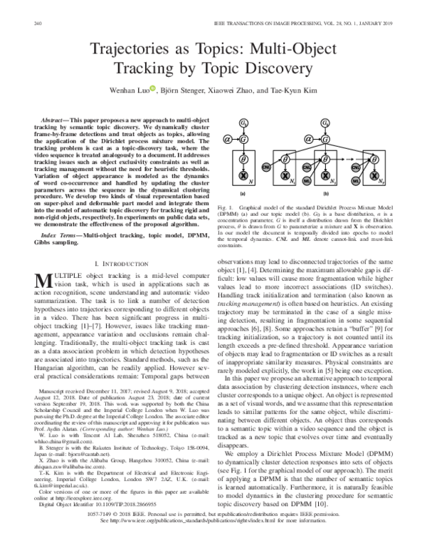 (PDF) Trajectories as Topics: Multi-Object Tracking by Topic Discovery