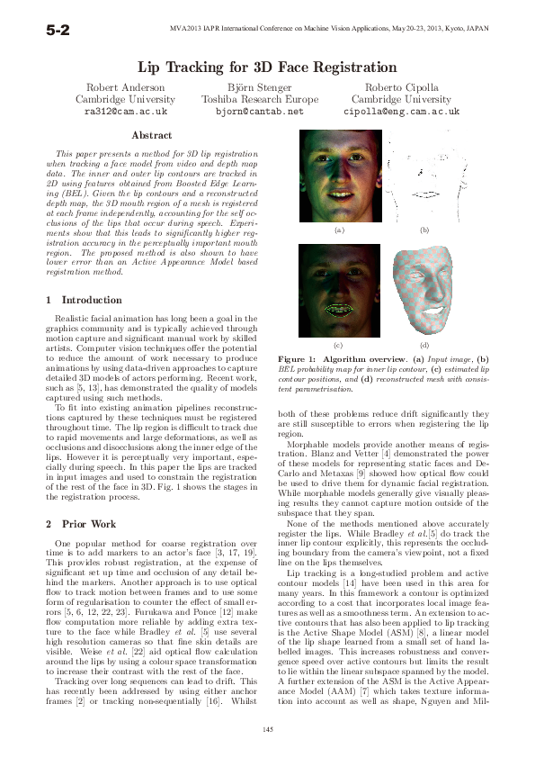 (PDF) Lip Tracking for 3D Face Registration