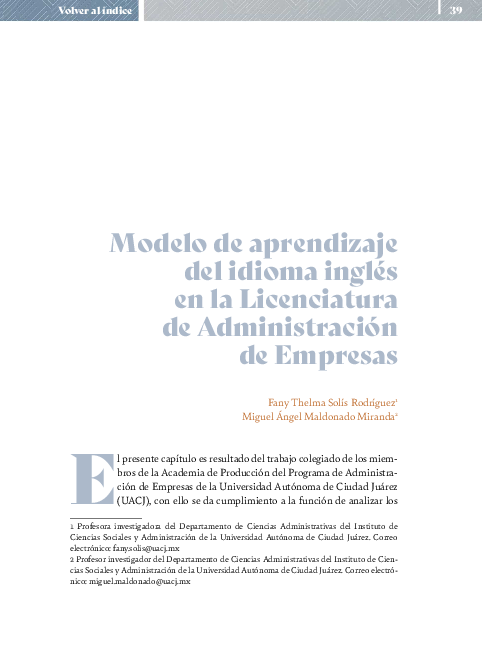 (PDF) Modelo de aprendizaje del idioma inglés en la Licenciatura de Administración de Empresas