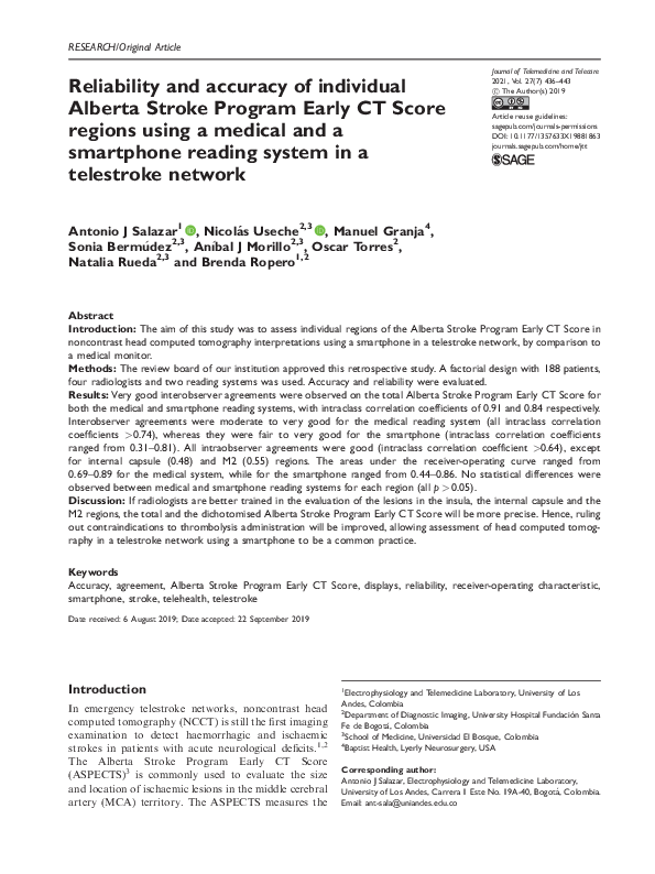 (PDF) Reliability and accuracy of individual Alberta Stroke Program ...