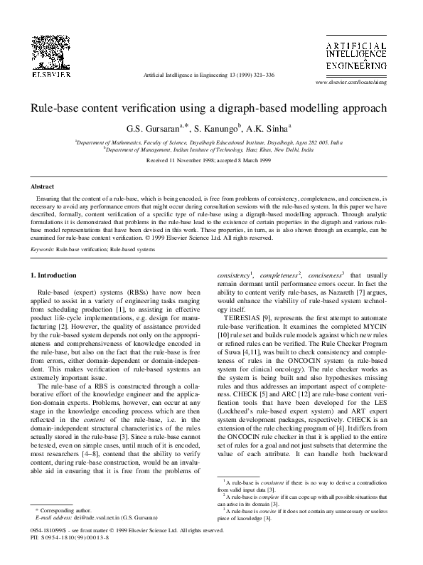 (PDF) Rule-base content verification using a digraph-based modelling approach
