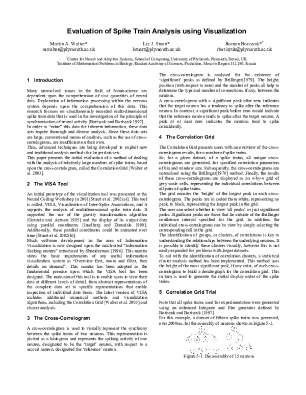(PDF) Evaluation of Spike Train Analysis using Visualization