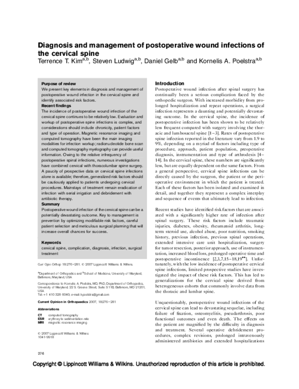 (PDF) Diagnosis and management of postoperative wound infections of the ...