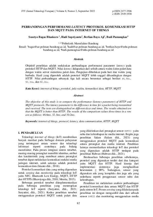 (PDF) Perbandingan Performansi Latency Protokol Komunikasi HTTP Dan ... (PDF) Perbandingan Performansi Latency Protokol Komunikasi HTTP Dan ...