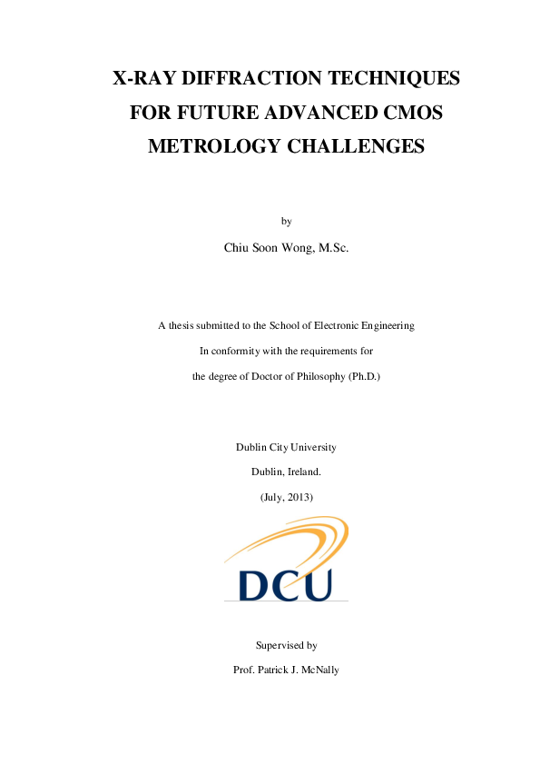 (PDF) X-ray diffraction techniques for future advanced CMOS metrology ...