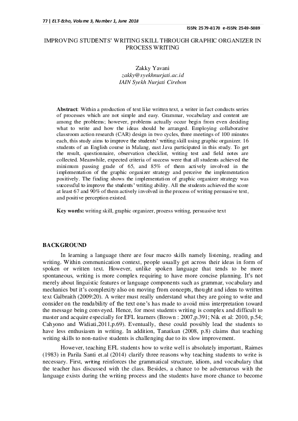(PDF) Improving Students’ Writing Skill Through Graphic Organizer in Process Writing