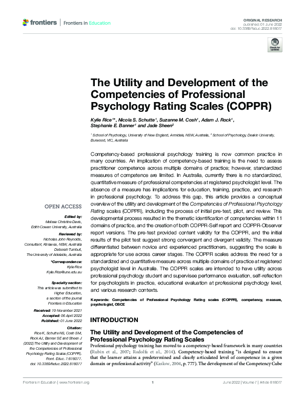 (PDF) The Utility and Development of the Competencies of Professional ...
