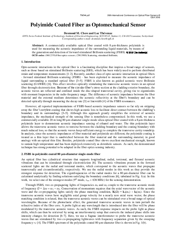 (PDF) Polyimide Coated Fiber as Optomechanical Sensor
