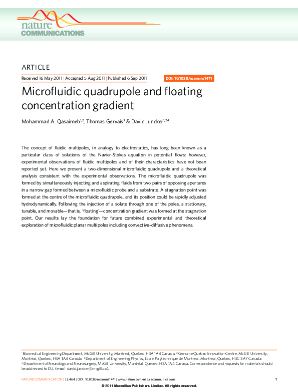 (PDF) Microfluidic quadrupole and floating concentration gradient