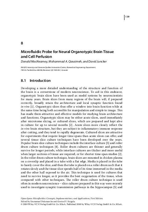 (PDF) Microfluidic Probe for Neural Organotypic Brain Tissue and Cell ...