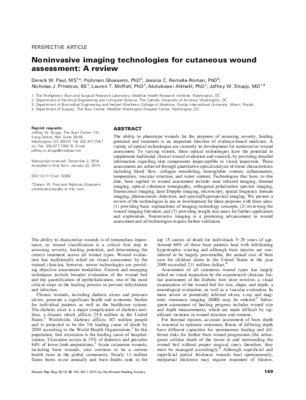 (PDF) Noninvasive imaging technologies for cutaneous wound assessment ...