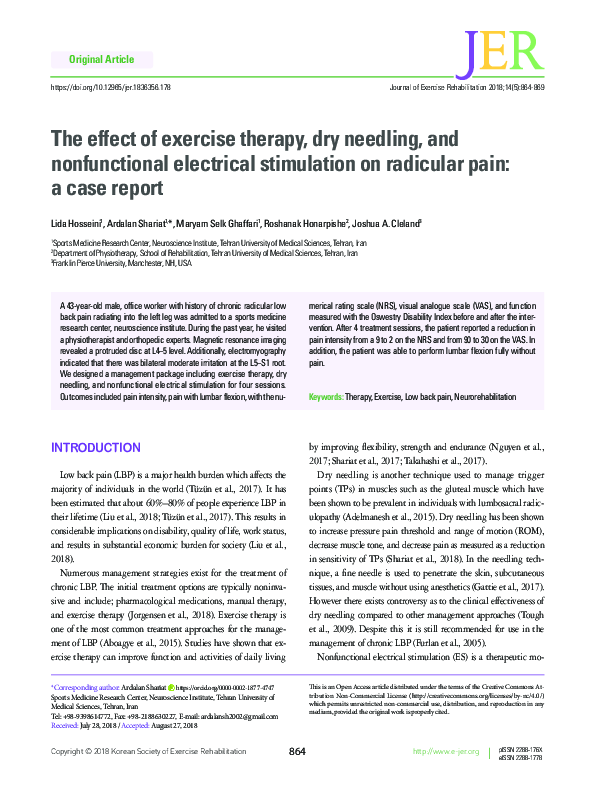 (PDF) The effect of exercise therapy, dry needling, and nonfunctional ...