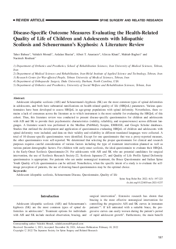 (PDF) Disease-Specific Outcome Measures Evaluating the Health-Related ...