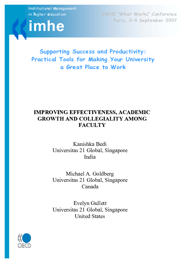 (PDF) Improving Effectiveness, Academic Growth and Collegiality Among ...
