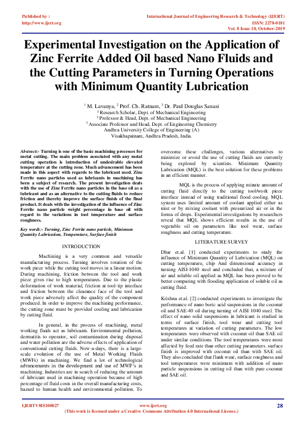 (PDF) Experimental Investigation on the Application of Zinc Ferrite ...