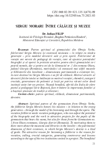 (PDF) Sergiu Moraru între călăuze și muzee