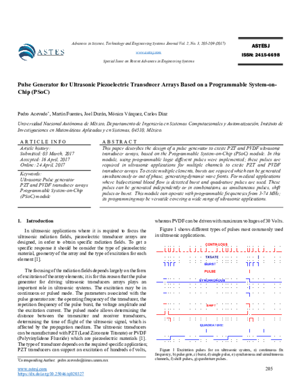 (PDF) Pulse Generator for Ultrasonic Piezoelectric Transducer Arrays Based on a Programmable ...