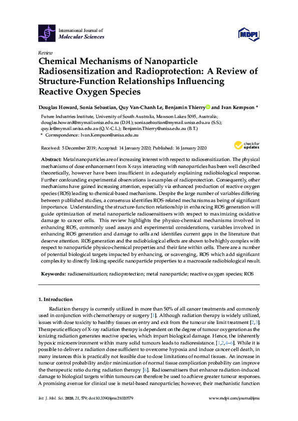 (PDF) Chemical Mechanisms of Nanoparticle Radiosensitization and ...
