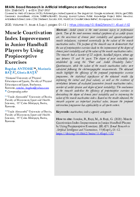 (PDF) Muscle Coactivation Index Improvement in Junior Handball Players ...