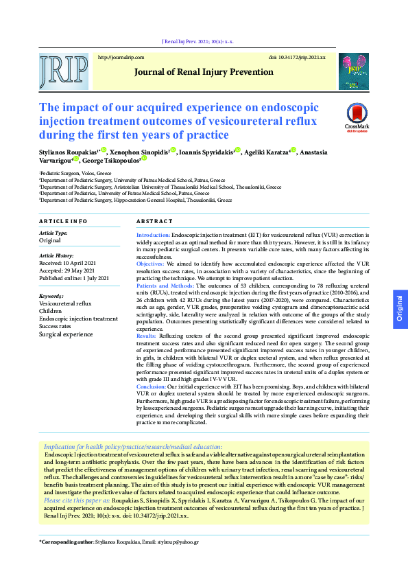 (PDF) The impact of our acquired experience on endoscopic injection ...