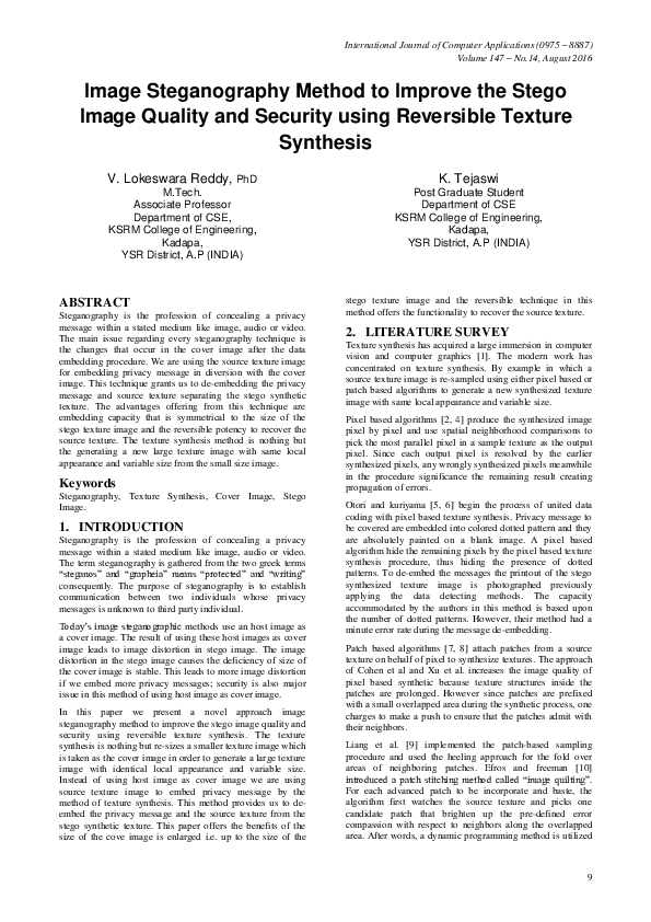 (PDF) Image Steganography Method to Improve the Stego Image Quality and ...