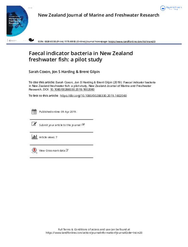 (PDF) Faecal indicator bacteria in New Zealand freshwater fish: a pilot ...