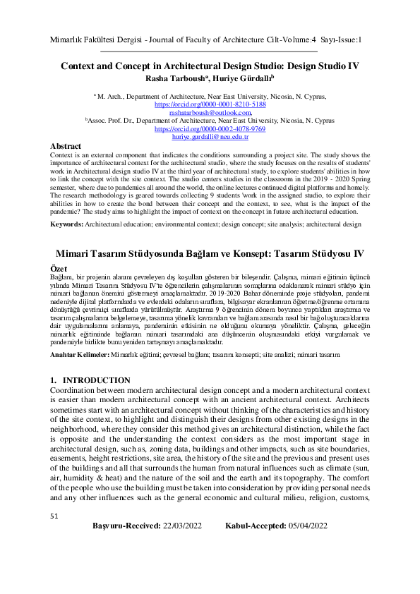 (PDF) Context and Concept in Architectural Design Studio: Design Studio IV