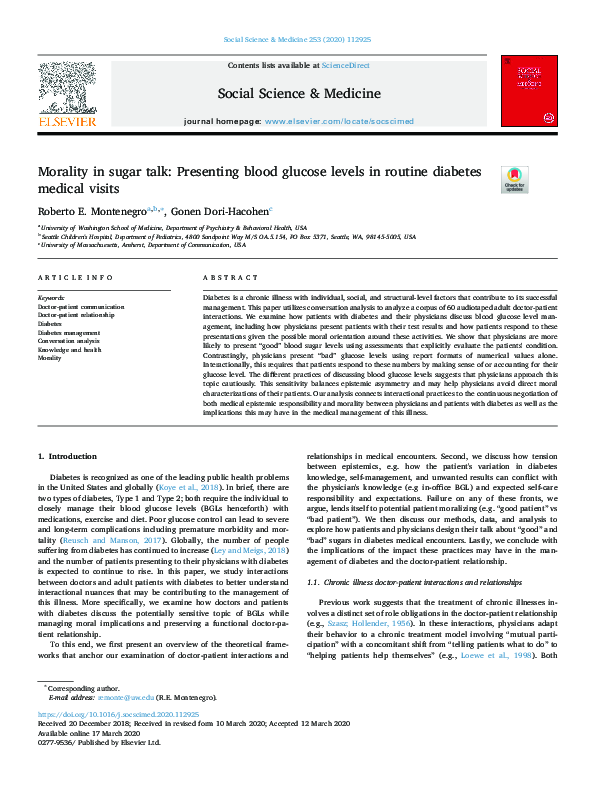 (PDF) Morality in sugar talk: Presenting blood glucose levels in ...