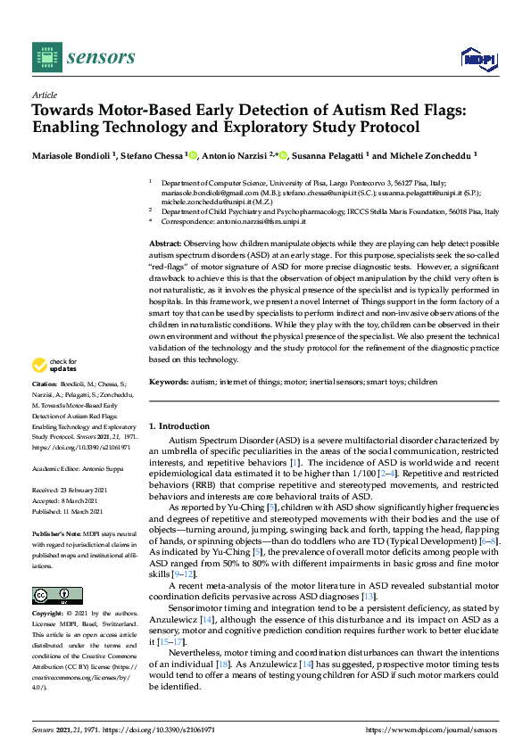 (PDF) Towards Motor-Based Early Detection of Autism Red Flags: Enabling ...