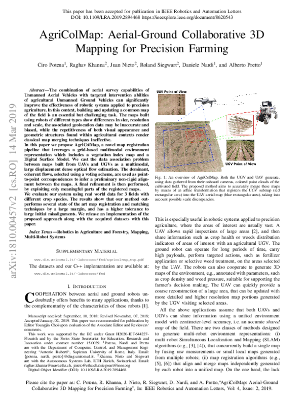 (PDF) AgriColMap: Aerial-Ground Collaborative 3D Mapping for Precision Farming