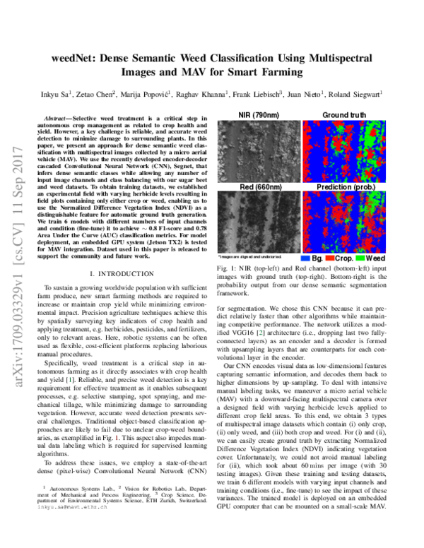 (PDF) weedNet: Dense Semantic Weed Classification Using Multispectral ...