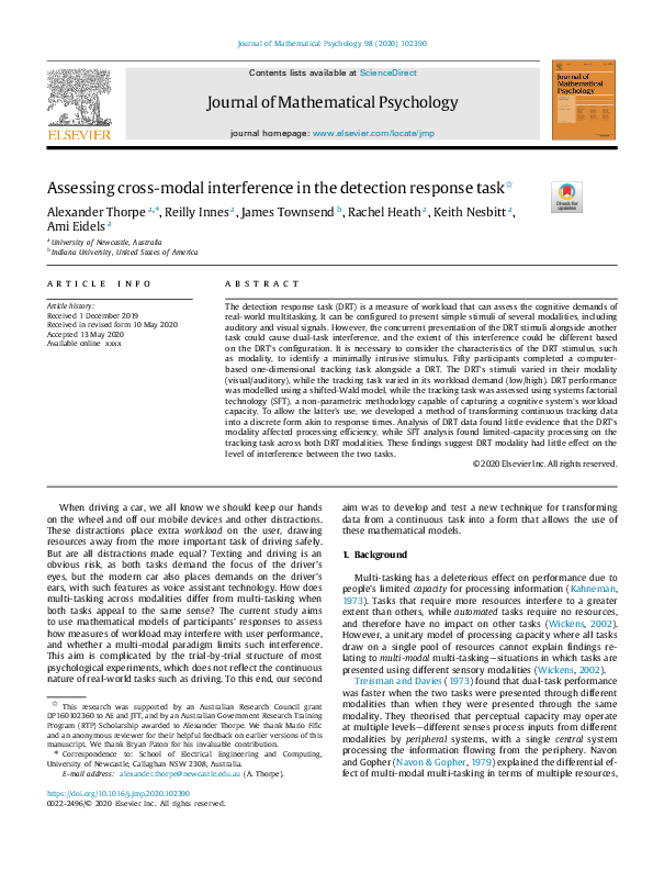 (PDF) Assessing cross-modal interference in the detection response task