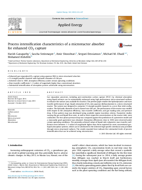 (PDF) Process intensification characteristics of a microreactor ... (PDF) Process intensification characteristics of a microreactor ...