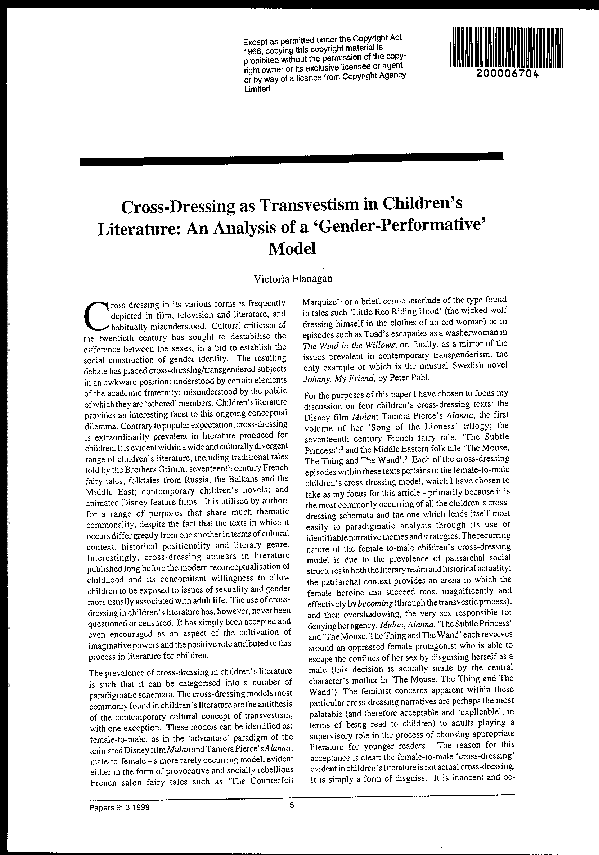 (PDF) Cross-Dressing as Transvestism in Children's Literature: An ...